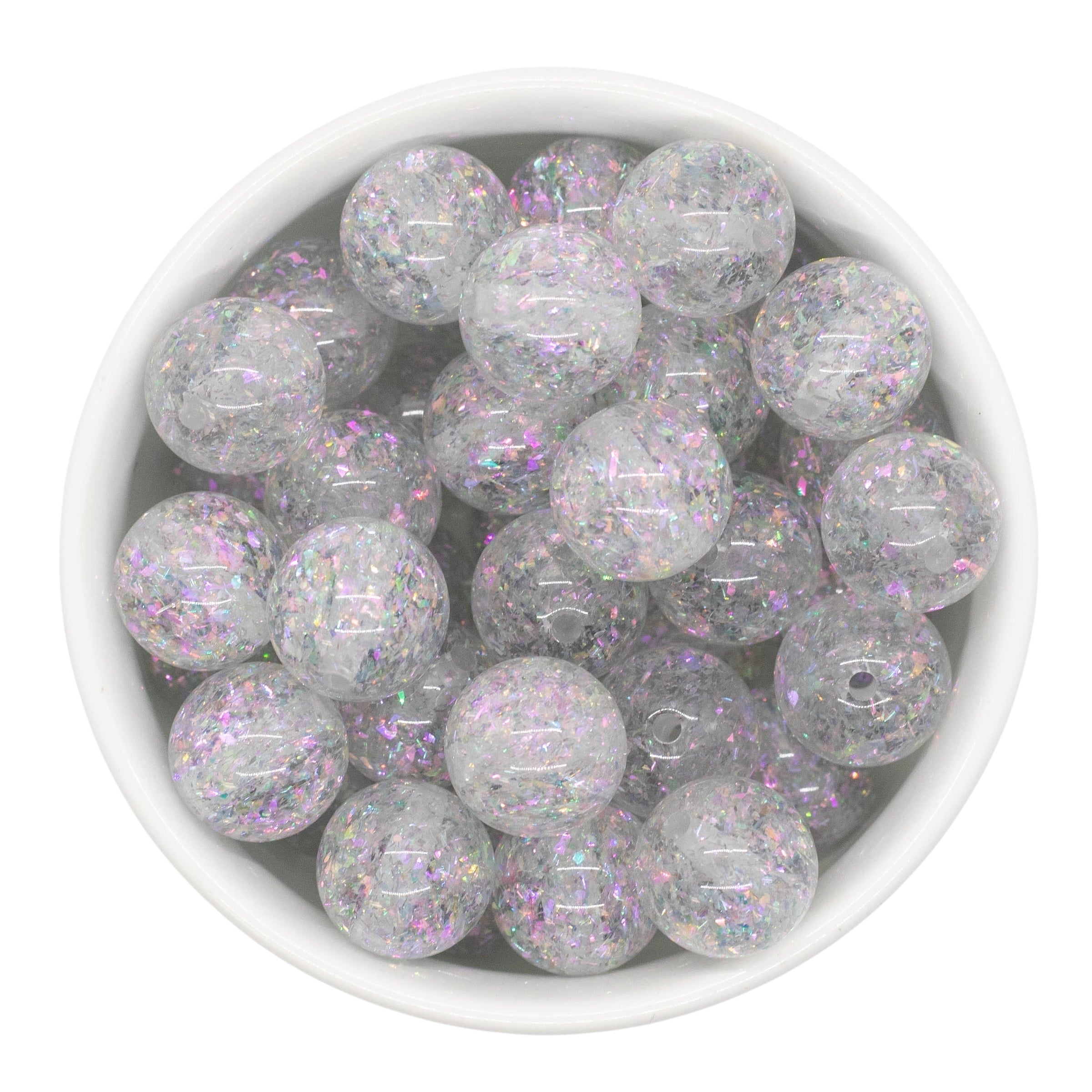 Silver Translucent Holographic Spangle Beads 16mm (Package of 10)