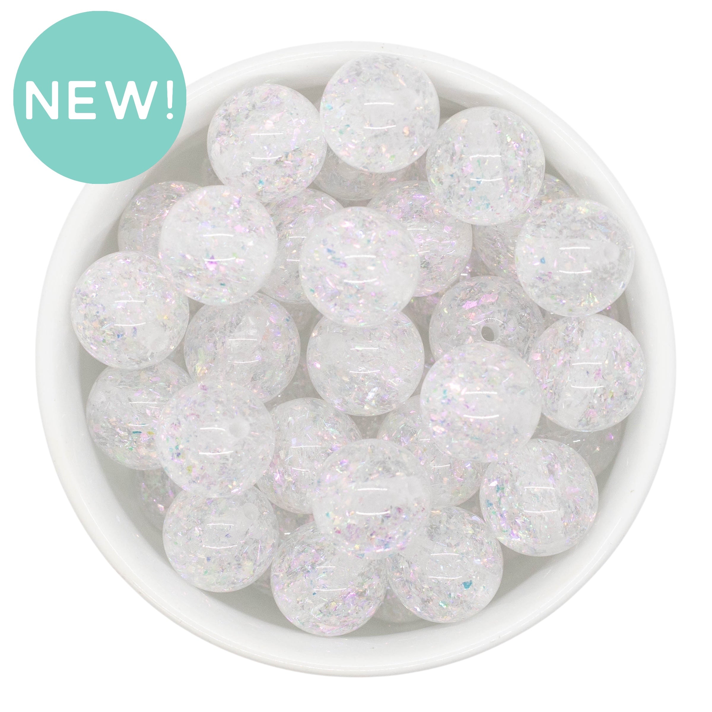 White/Clear Translucent Holographic Spangle Beads 16mm (Package of 10)