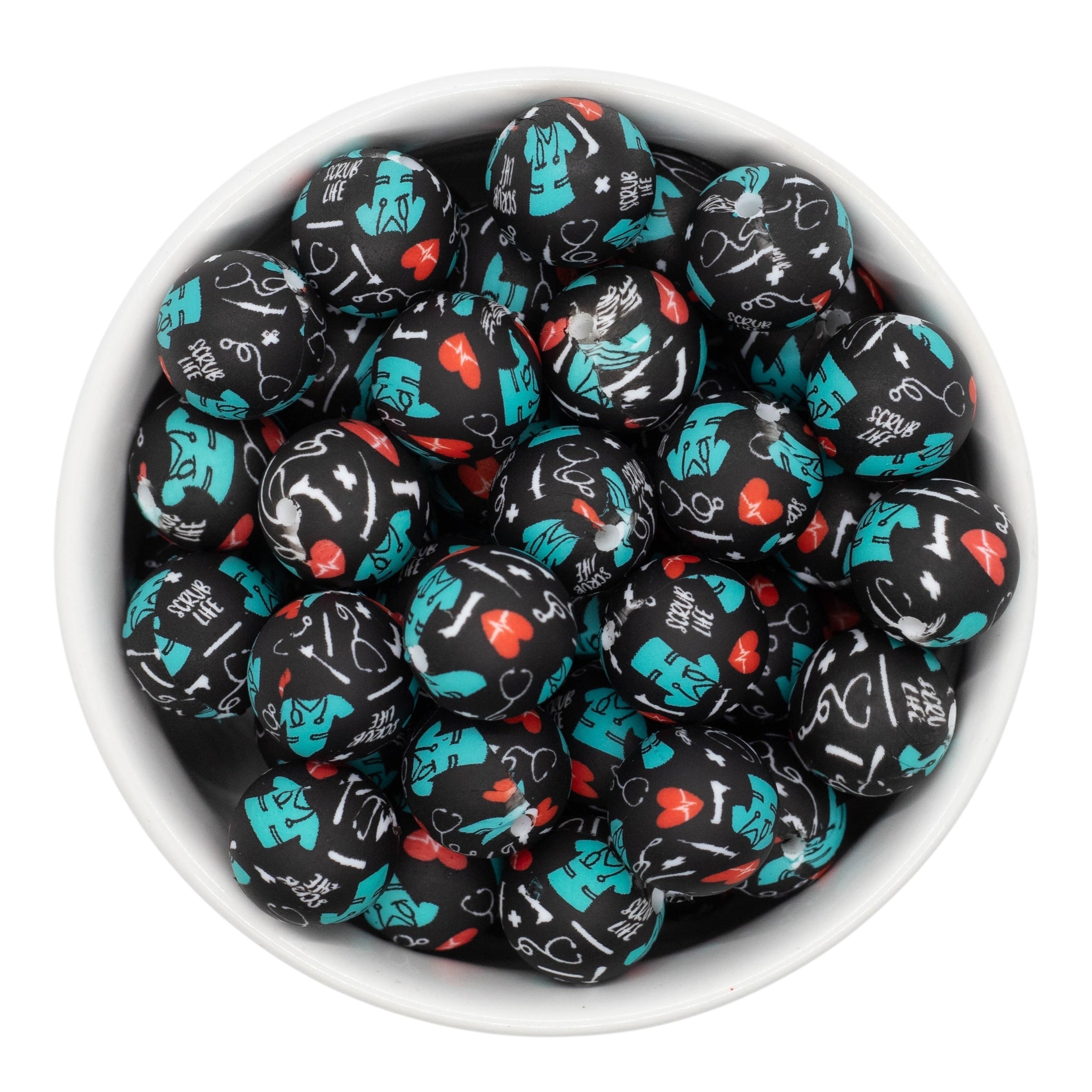 Scrub Life Silicone Beads 15mm (Package of 10)