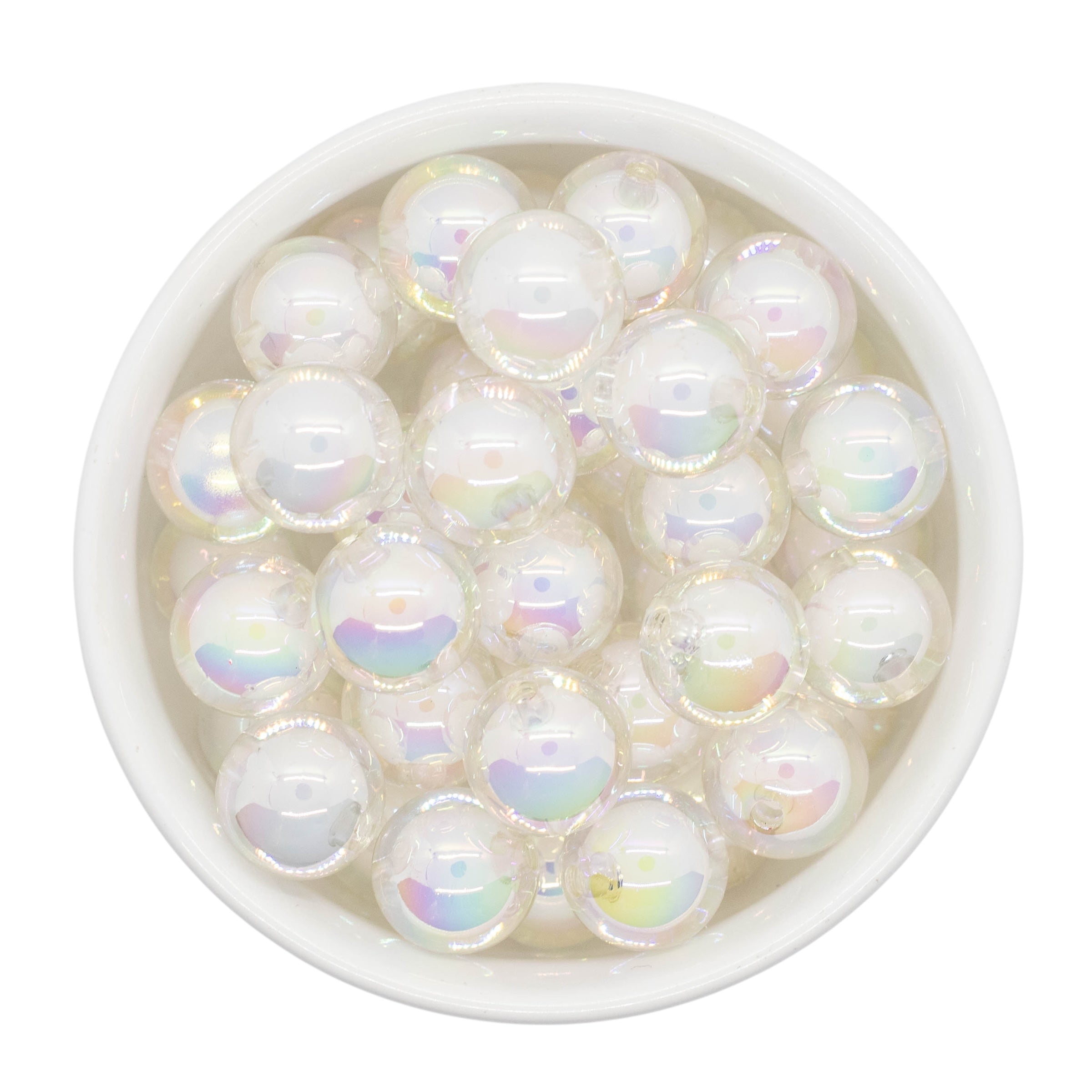 Iridescent Clear w/White Color Core Beads 16mm (Package of 10)