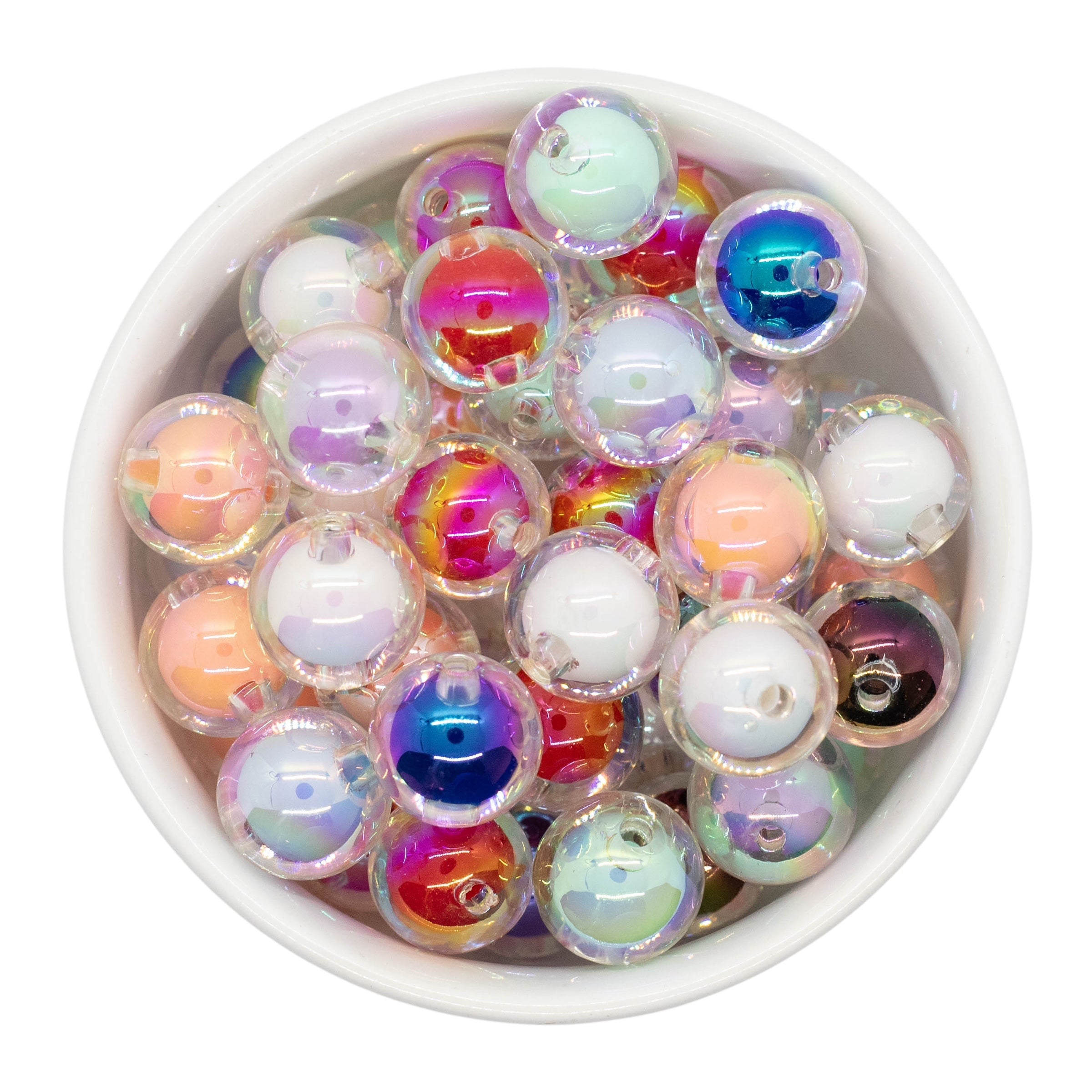 Iridescent Clear w/Color Core Bead Mix 16mm (Package of 30)