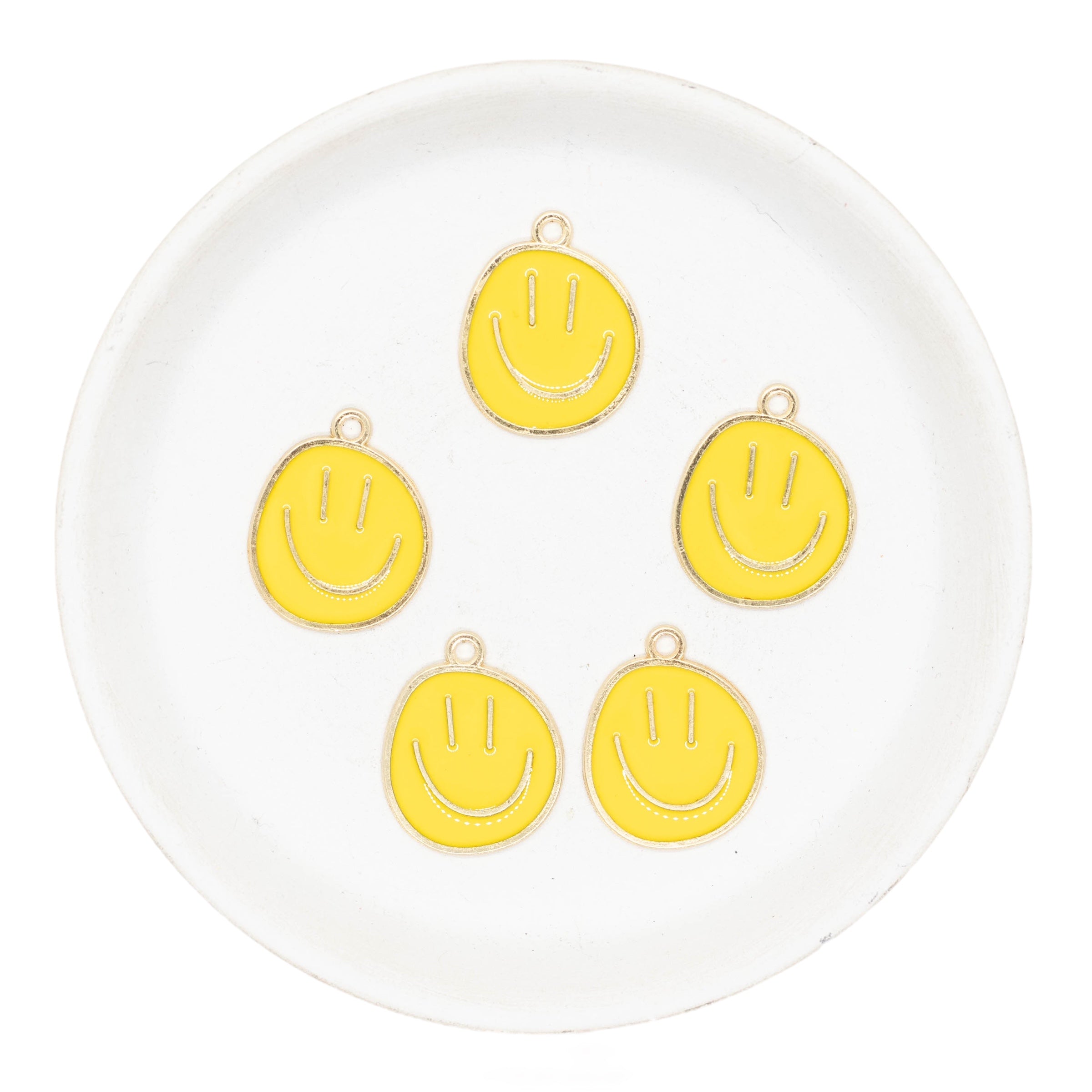 Yellow Smiley Face Charm 20x21mm (Package of 5)