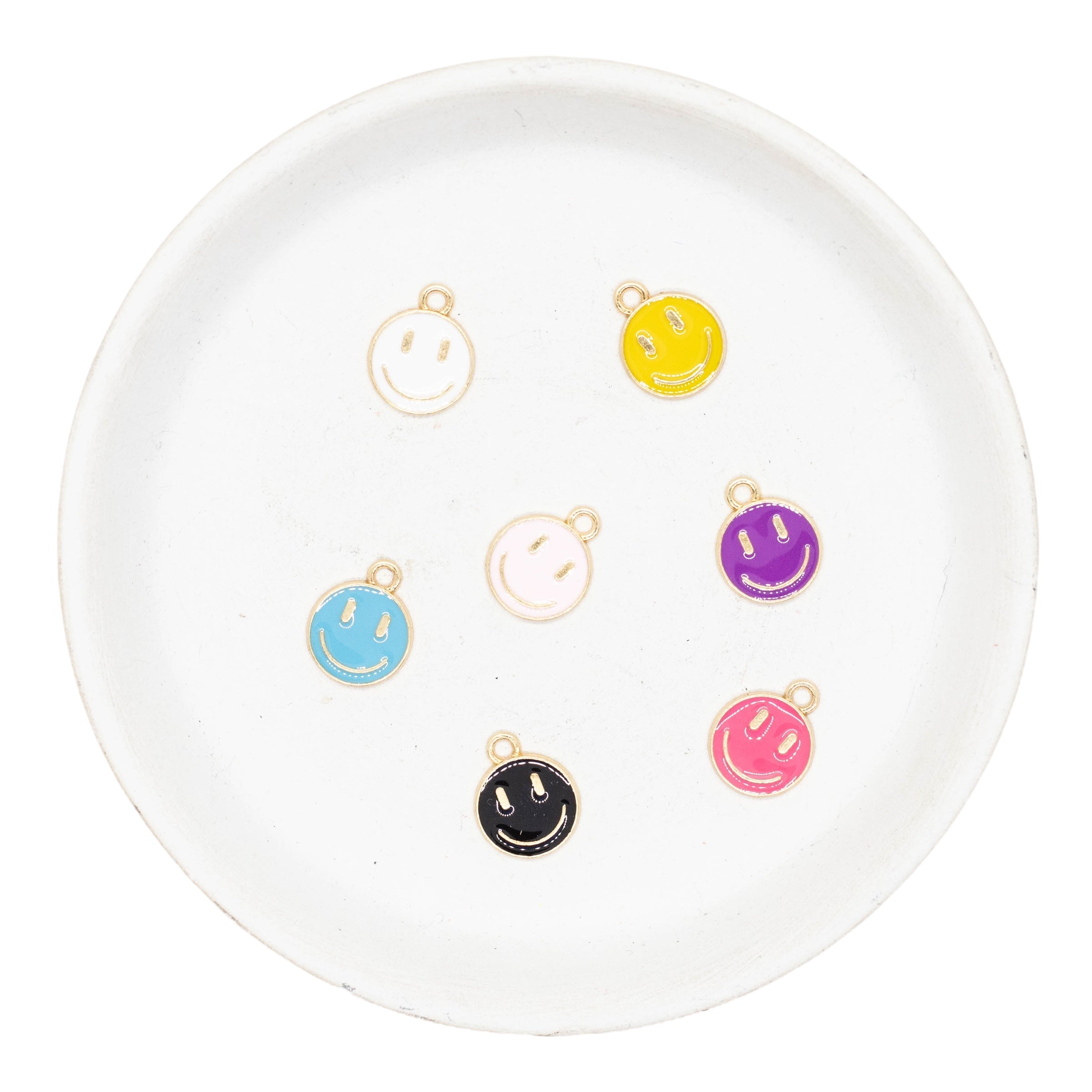 Smiley Face Charm Random Color Assortment 12mm (Package of 5)