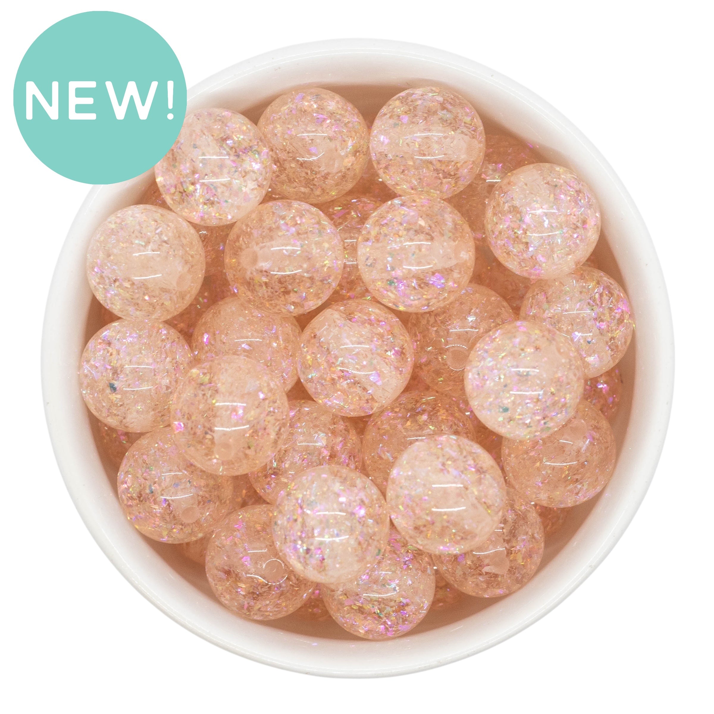 Peach Translucent Holographic Spangle Beads 16mm (Package of 10)