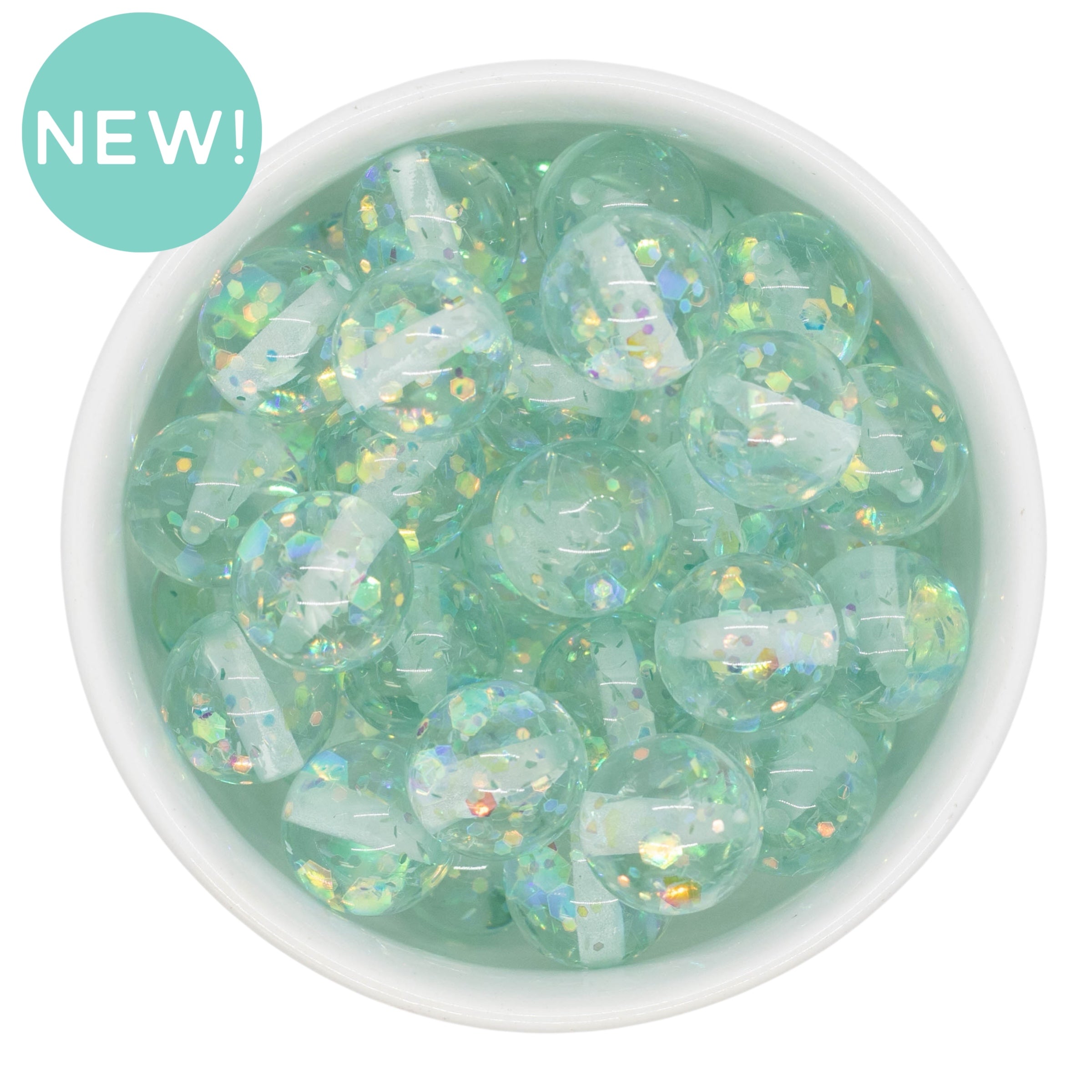 Translucent Fresh Mint Holographic Sequin Beads 16mm (Package of 10)