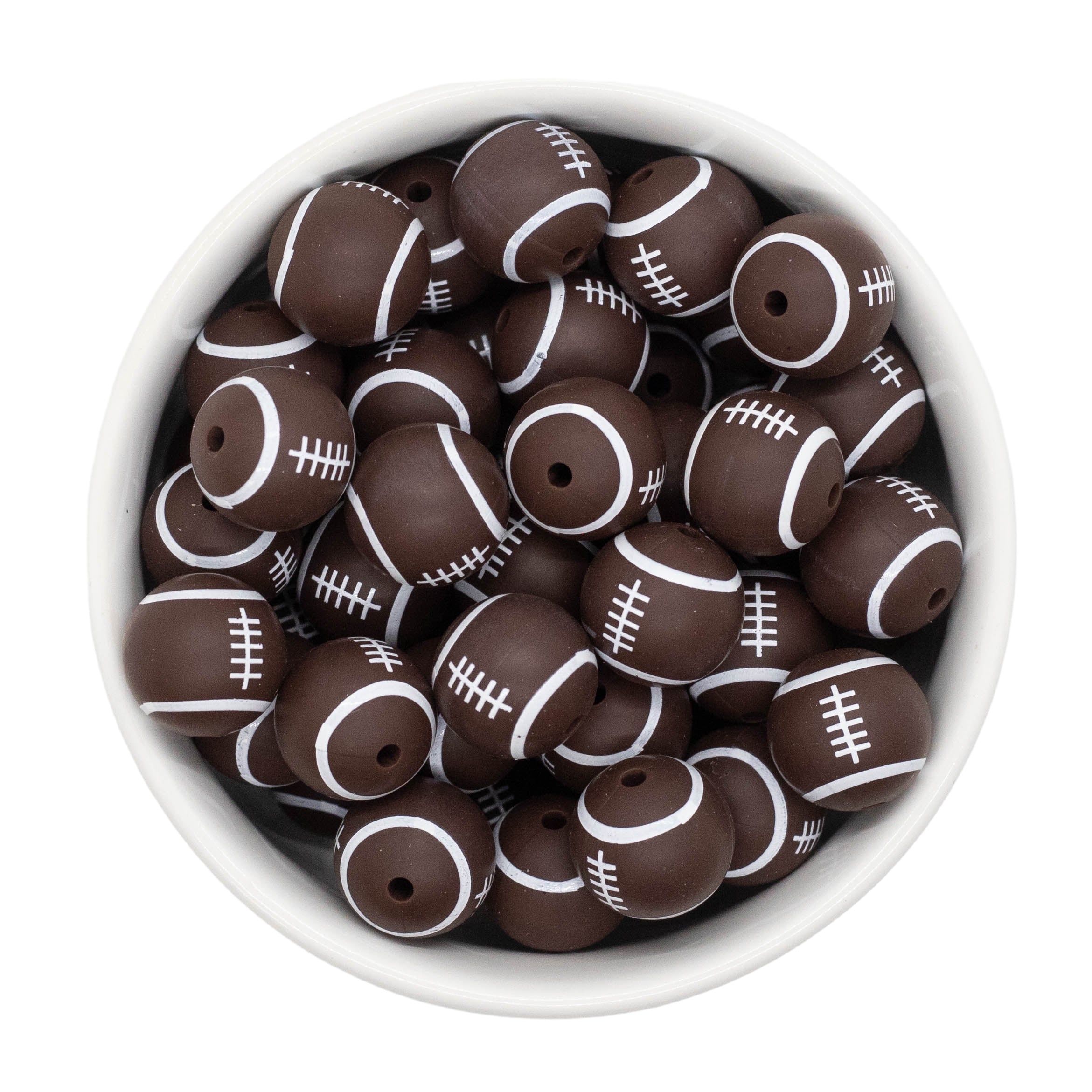 Football Printed Silicone Beads 15mm (Package of 10)