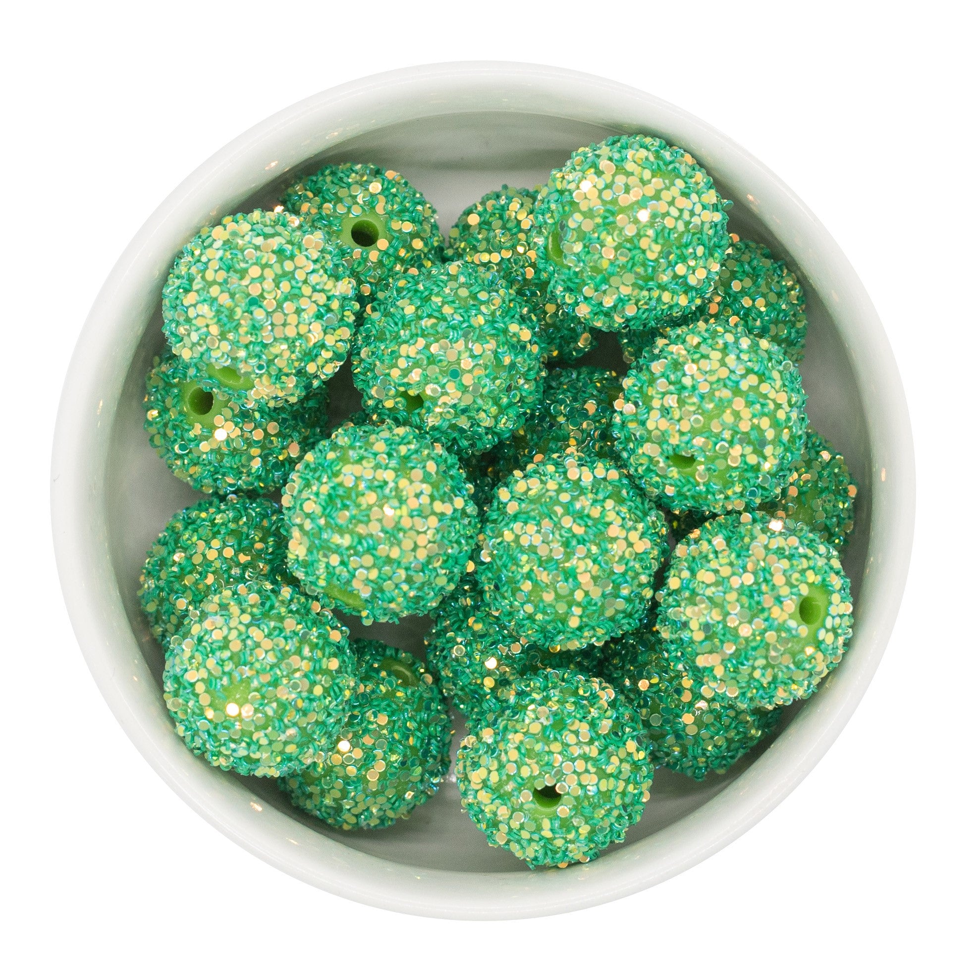 Parakeet Green Chunky Glitter Beads 20mm (Package of 10)