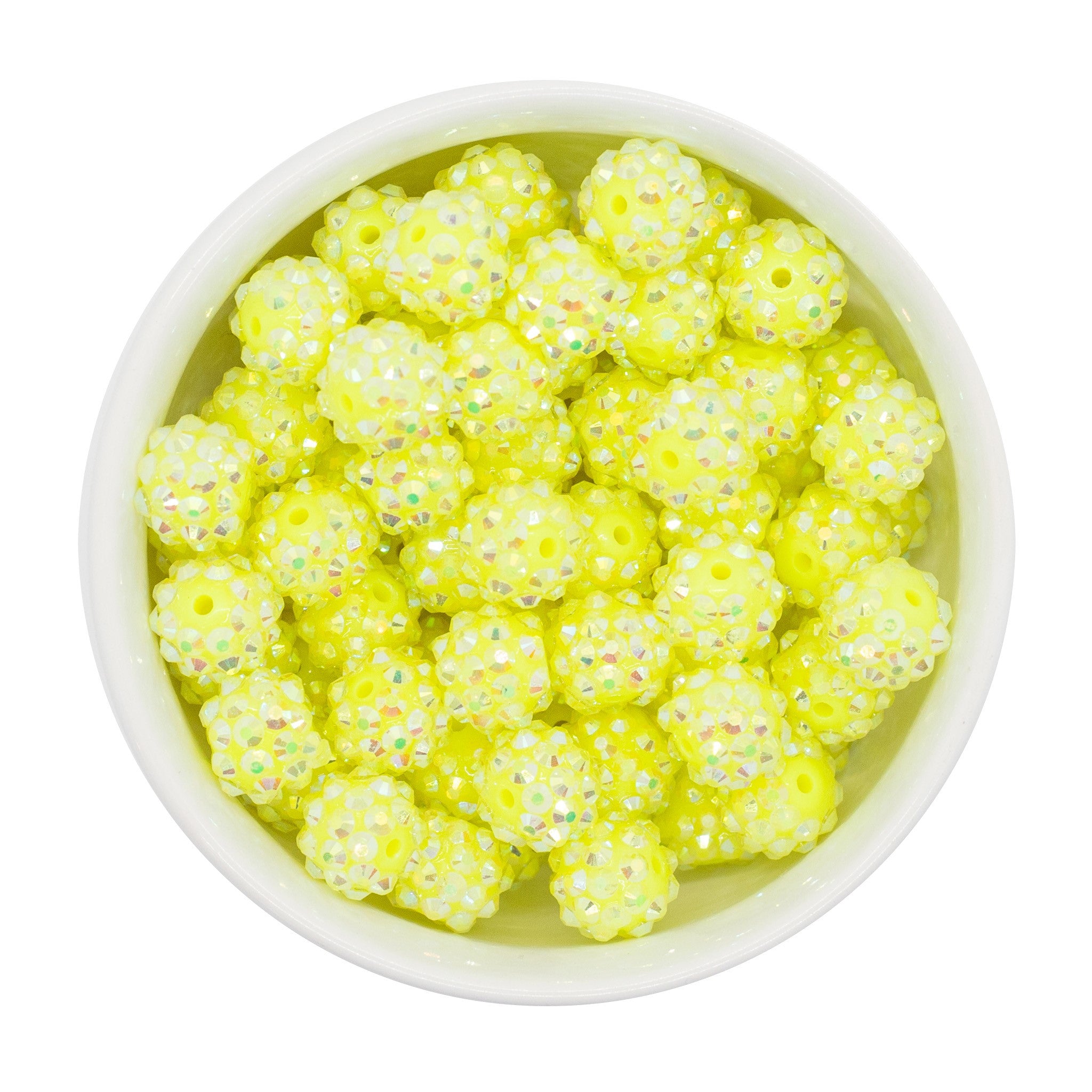 Neon Yellow Rhinestone Beads 12mm