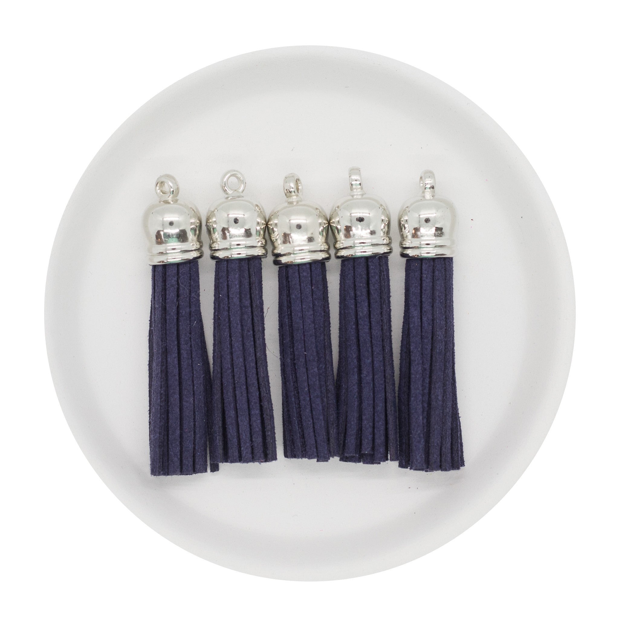 Navy Tassel w/Silver Cap 50mm (Package of 5)