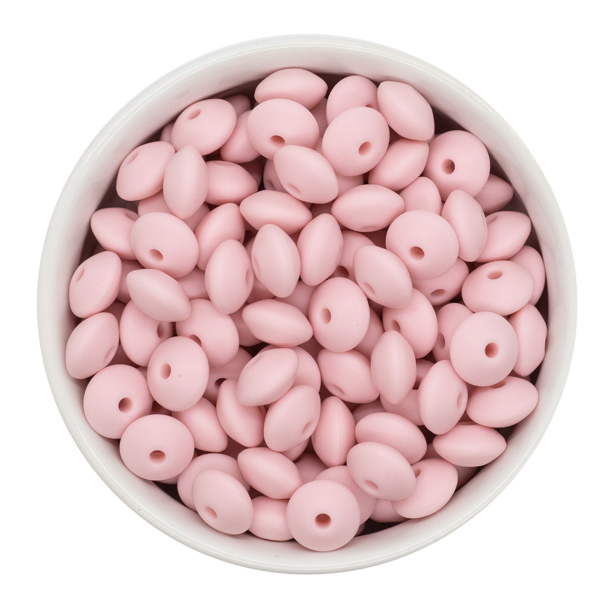 Powder Pink Silicone Lentil Beads 7x12mm (Package of 20)